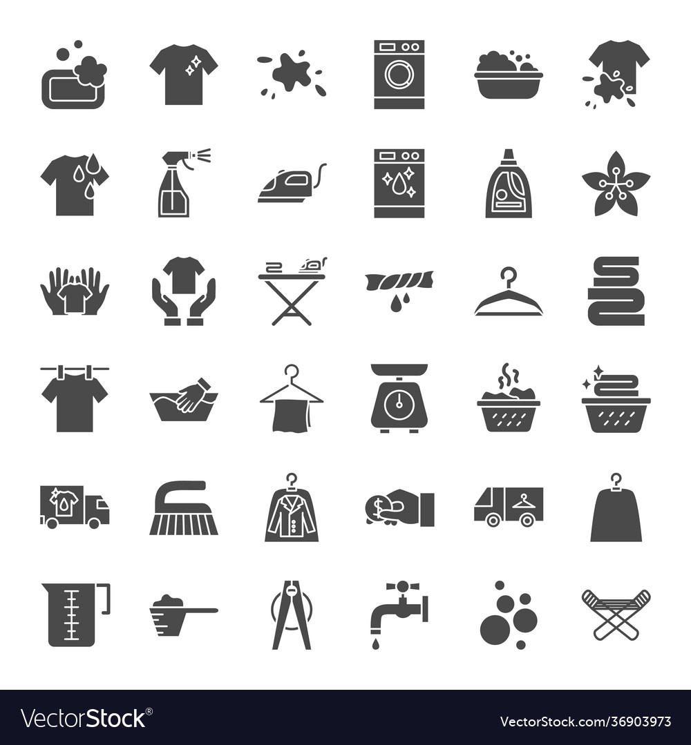 Laundry solid web icons Royalty Free Vector Image