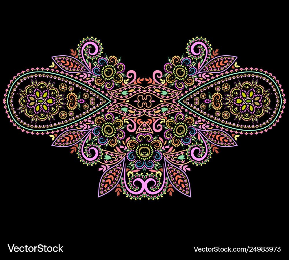 Neckline - ornamental floral colored design Vector Image