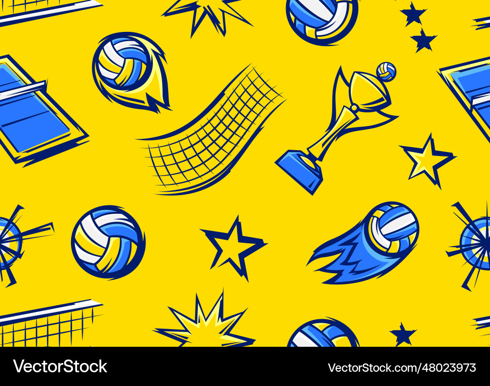 Pattern with volleyball items sport club Vector Image