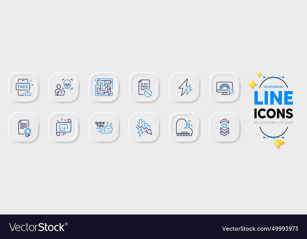 Piano electricity and maze line icons for web app Vector Image