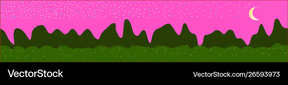 Pink sky and mountains landscape Royalty Free Vector Image