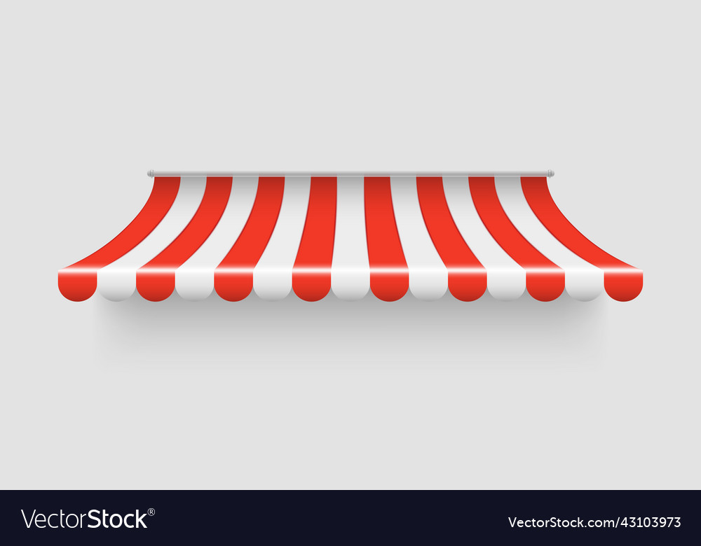 Realistic striped store sunshade awning red Vector Image