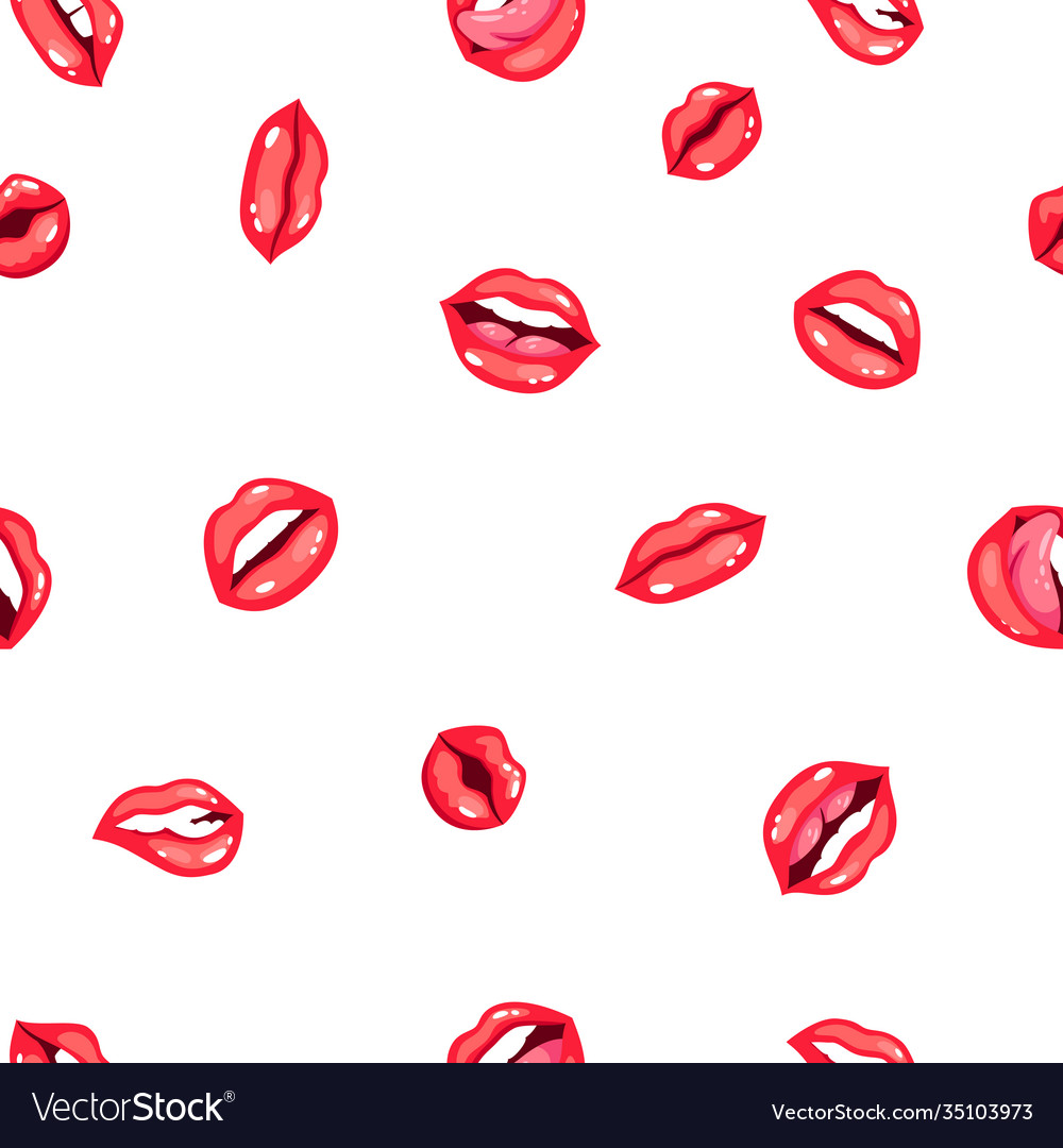 Red lips seamless pattern Royalty Free Vector Image