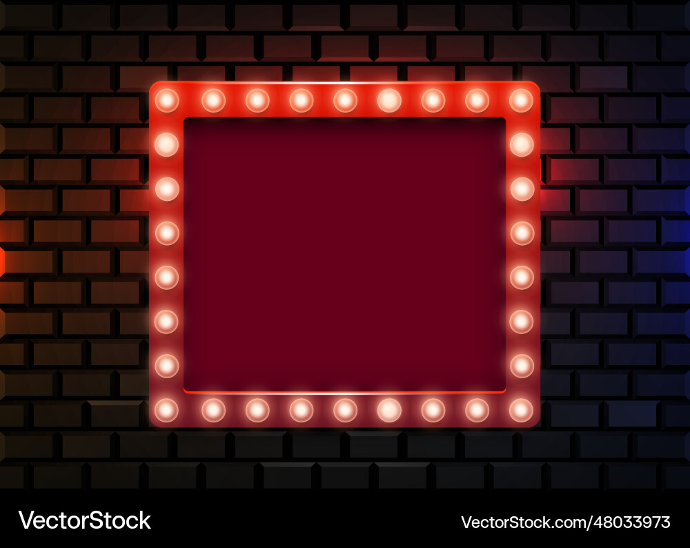 Retro light sign on brick background vintage Vector Image