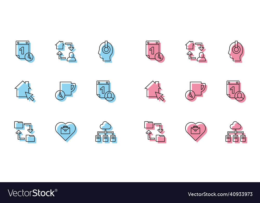 Set line cloud storage document folder heart Vector Image Set line cloud storage document folder heart Vector Image