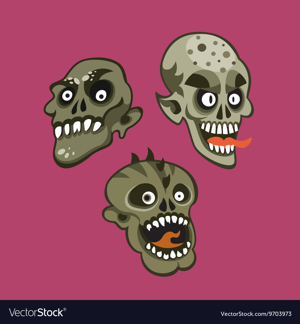 Zombie head set Royalty Free Vector Image - VectorStock