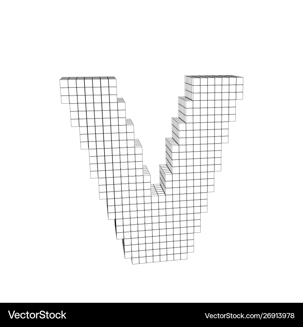 3d pixelated capital letter v outline Royalty Free Vector