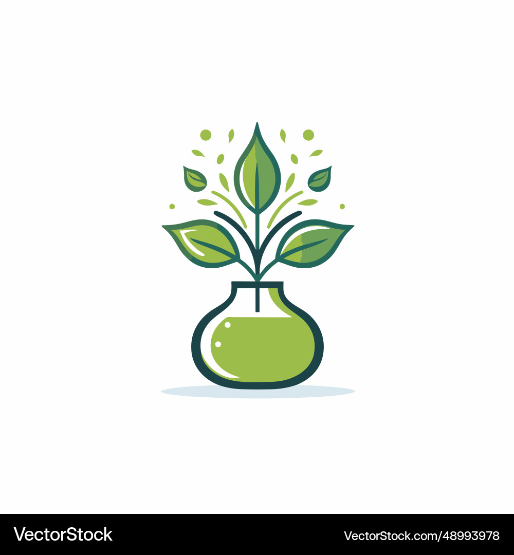 Biotech filled outline green logo Royalty Free Vector Image