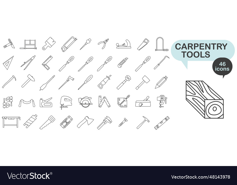 Carpentry tool icon collection carpentry tool Vector Image