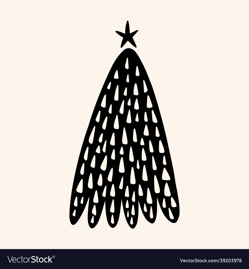 Christmas tree minimalist art print black Vector Image