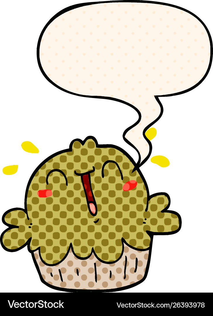 Cute cartoon pie and speech bubble in comic book Vector Image