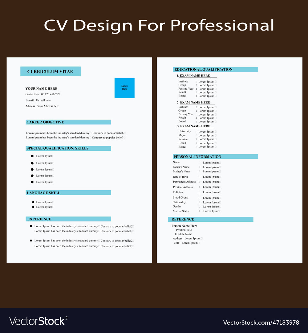 Cv design template Royalty Free Vector Image - VectorStock
