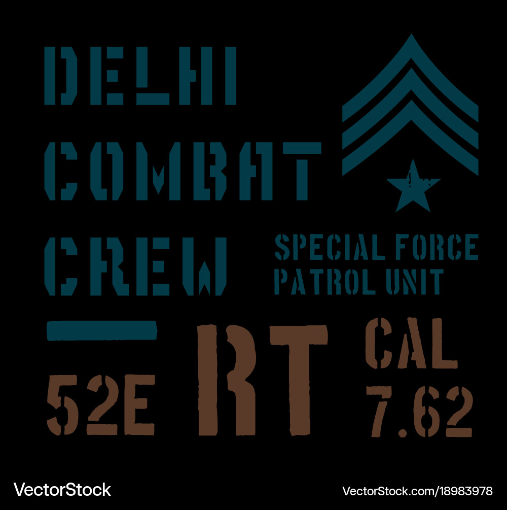 Delhi military plate design Royalty Free Vector Image