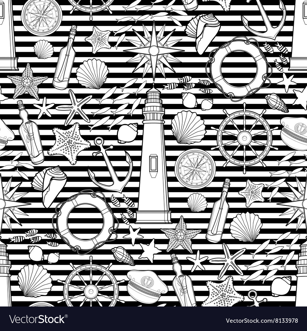 Graphic nautical pattern Royalty Free Vector Image