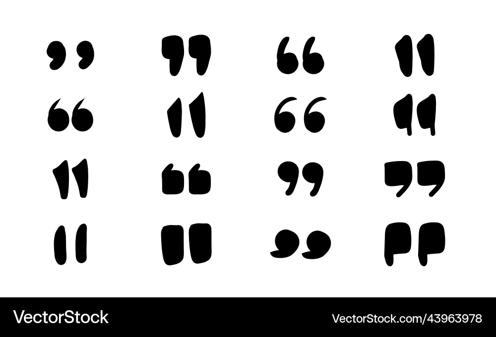 Hand drawn quotes icons collection silhouette Vector Image