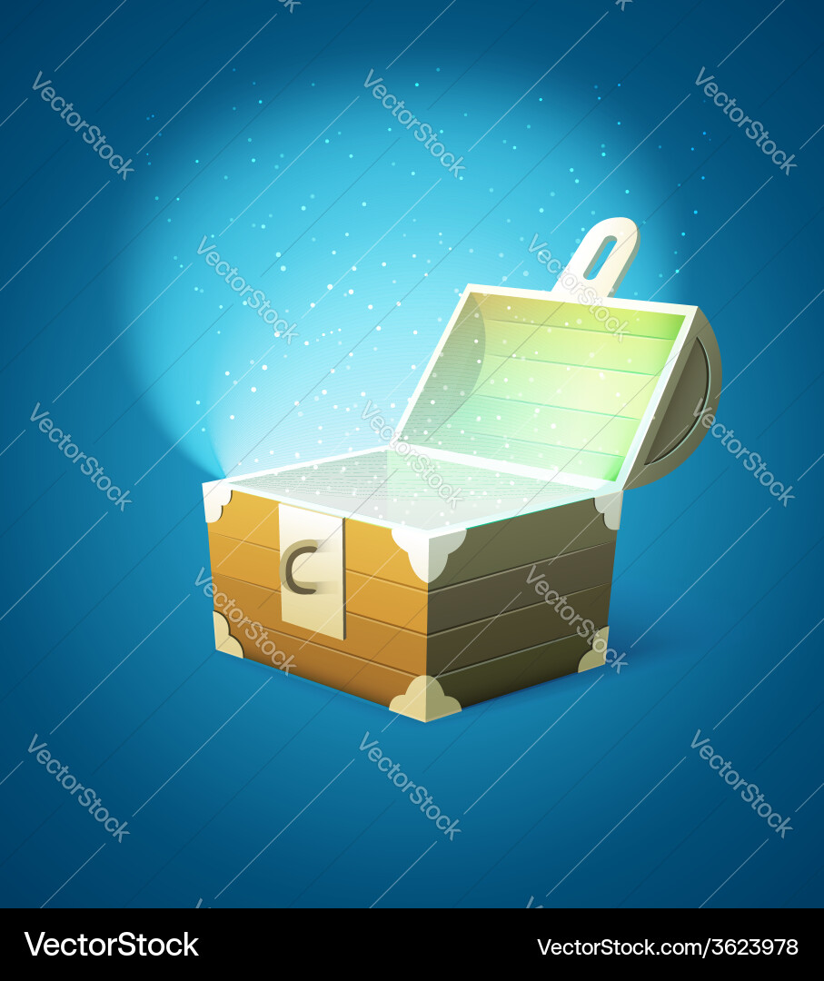 Magic fairy-tale wooden trunk Royalty Free Vector Image