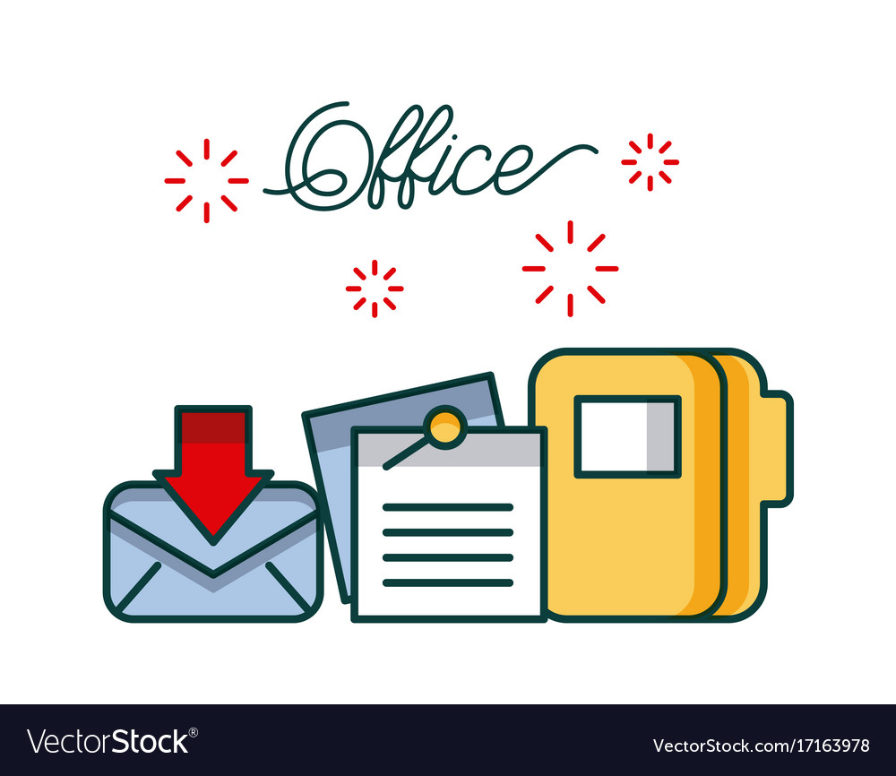 Office email envelope folder file document work Vector Image