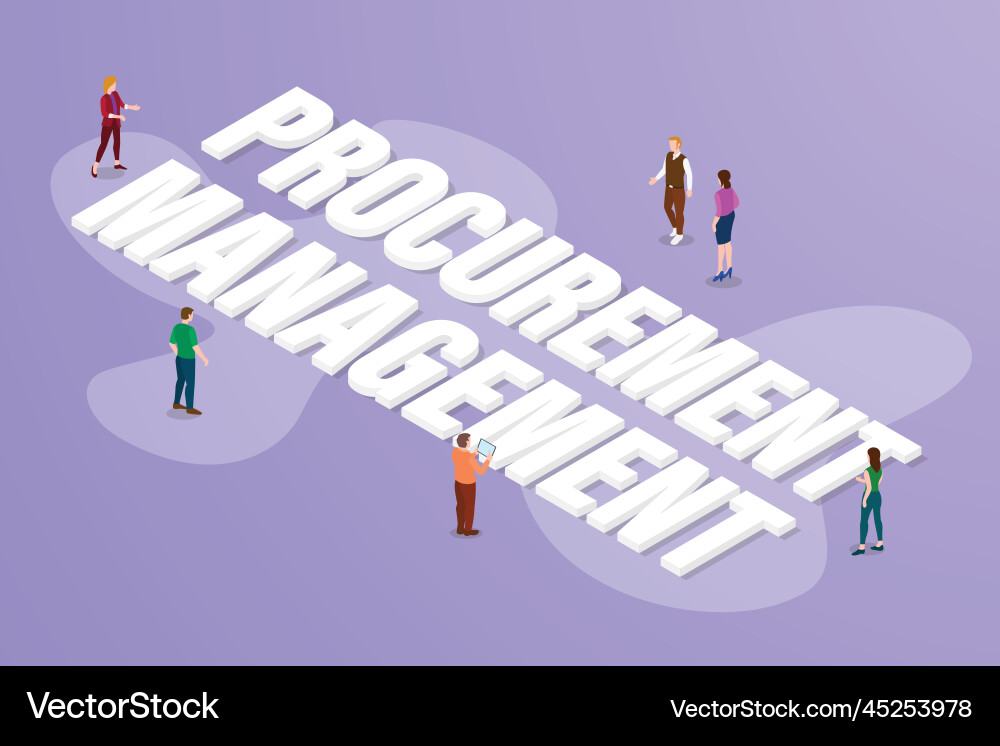 Procurement management big text word and people Vector Image