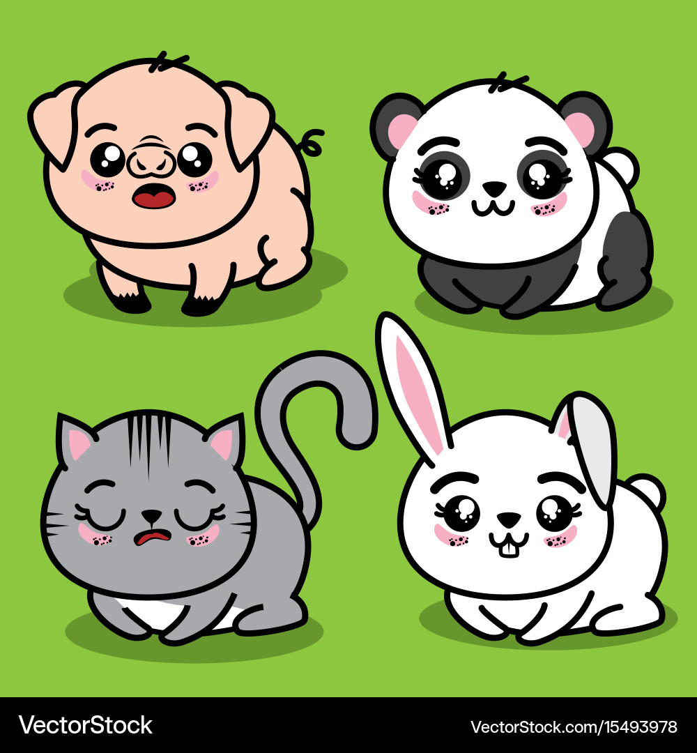 Set of cute animals Royalty Free Vector Image - VectorStock