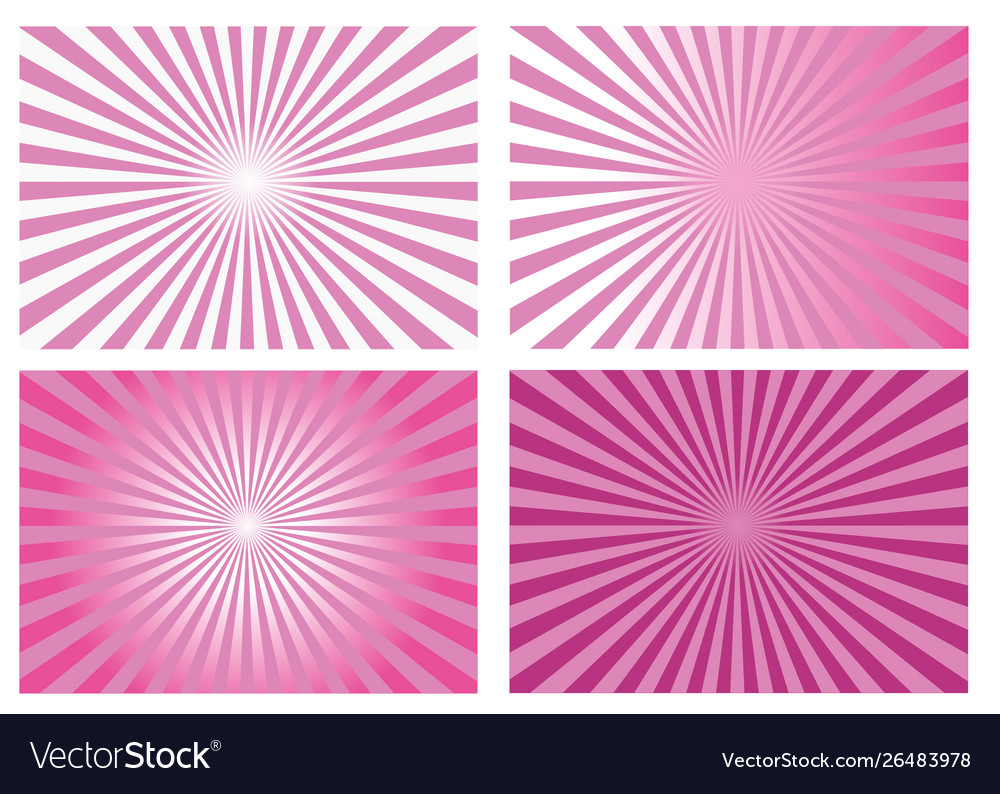 Set Pink Sunburst Backgrounds Royalty Free Vector Image