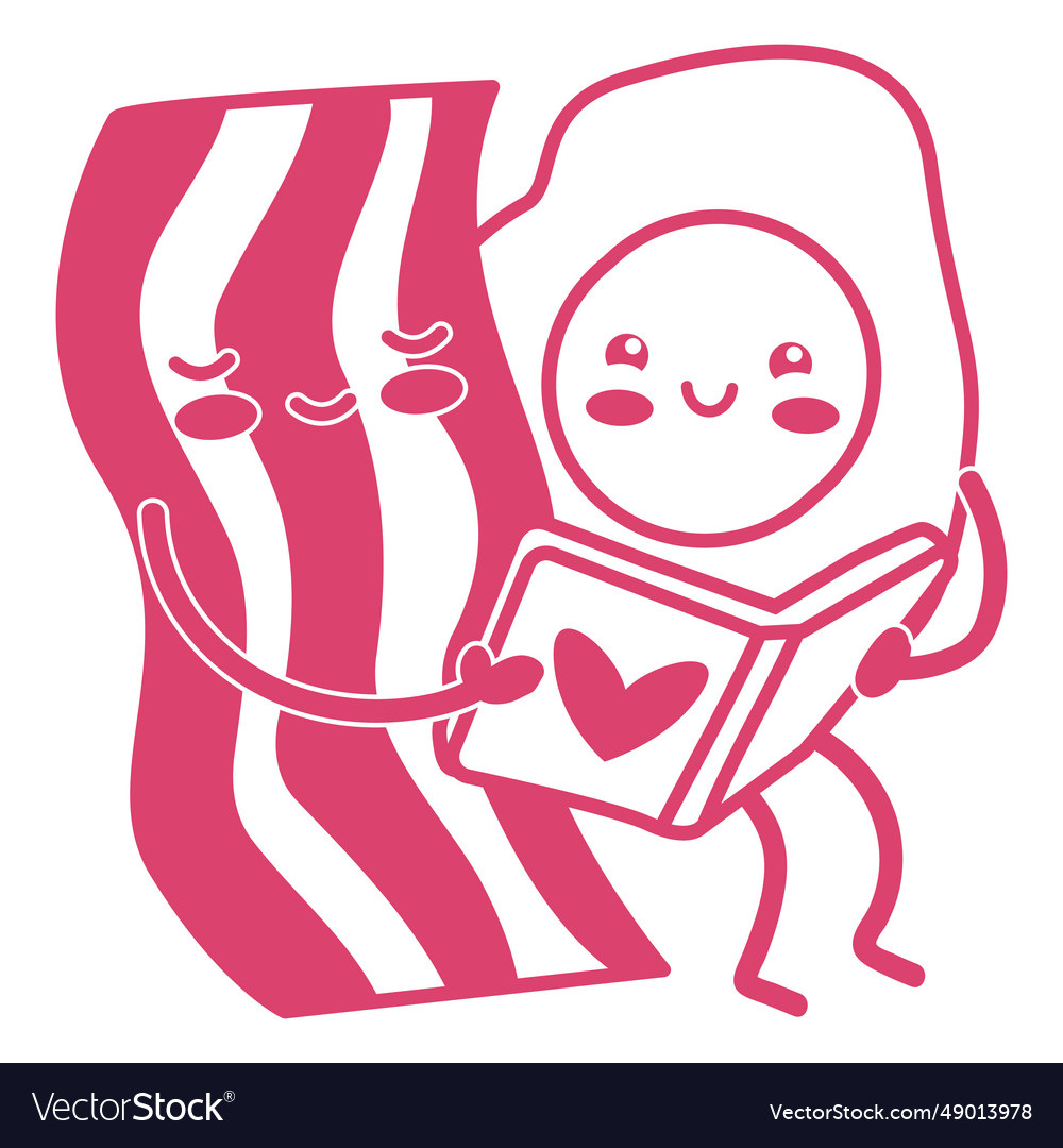 Stroke bacon egg reading together Royalty Free Vector Image