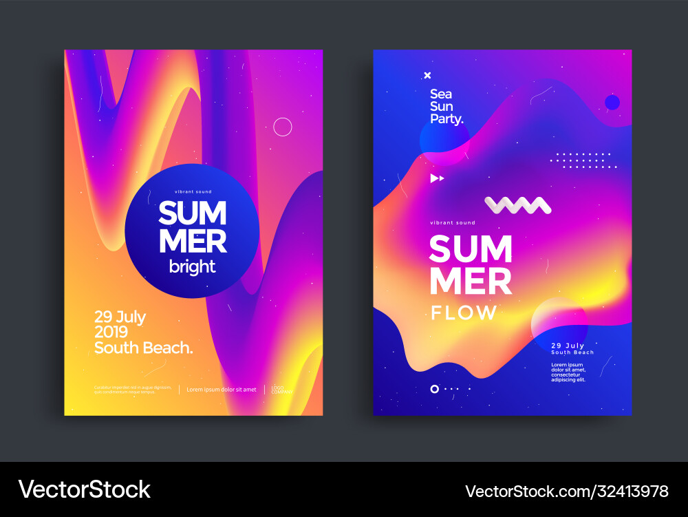 Summer bright party poster whit liquid form Vector Image