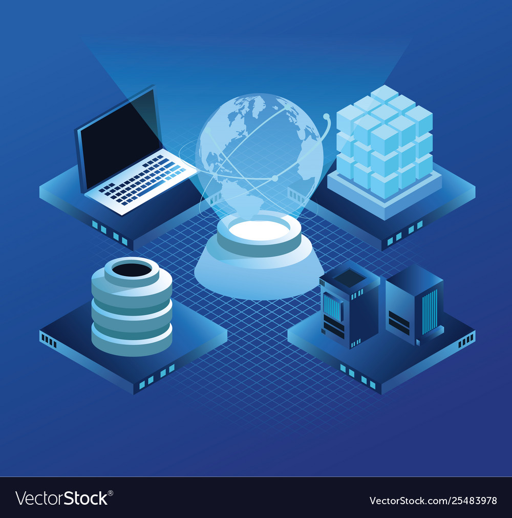 Virtual technology computer and servers Royalty Free Vector