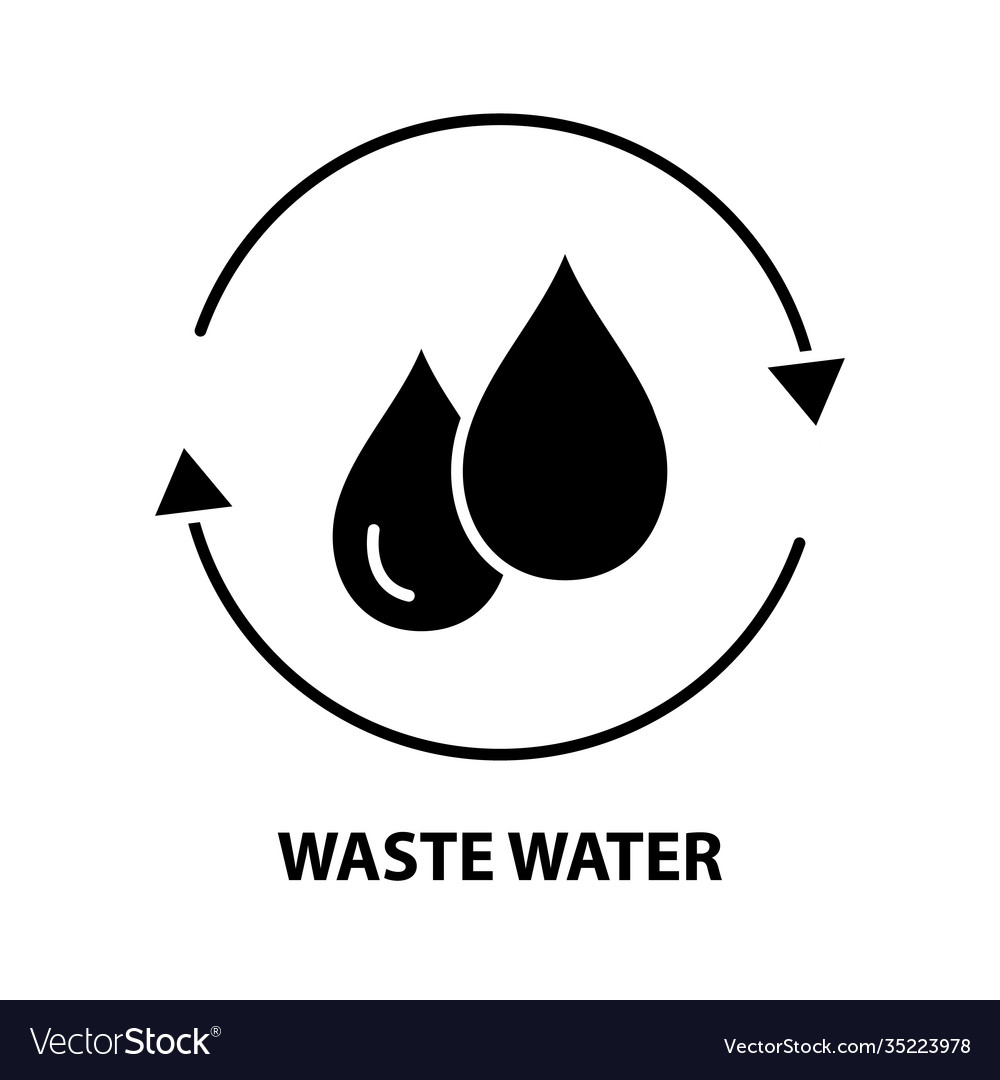 Waste water icon black sign with editable Vector Image Waste water icon black sign with editable Vector Image
