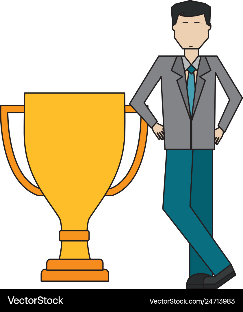 Businessman with trophy cup avatar character Vector Image