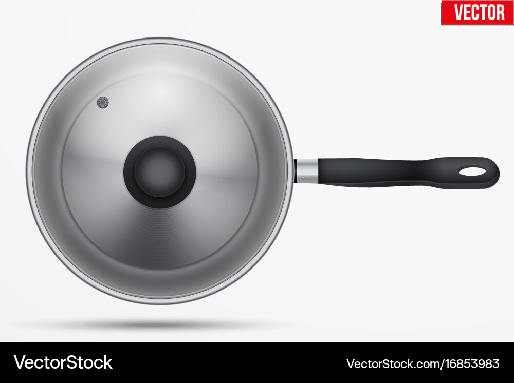 Classic stainless steel fry pan Royalty Free Vector Image
