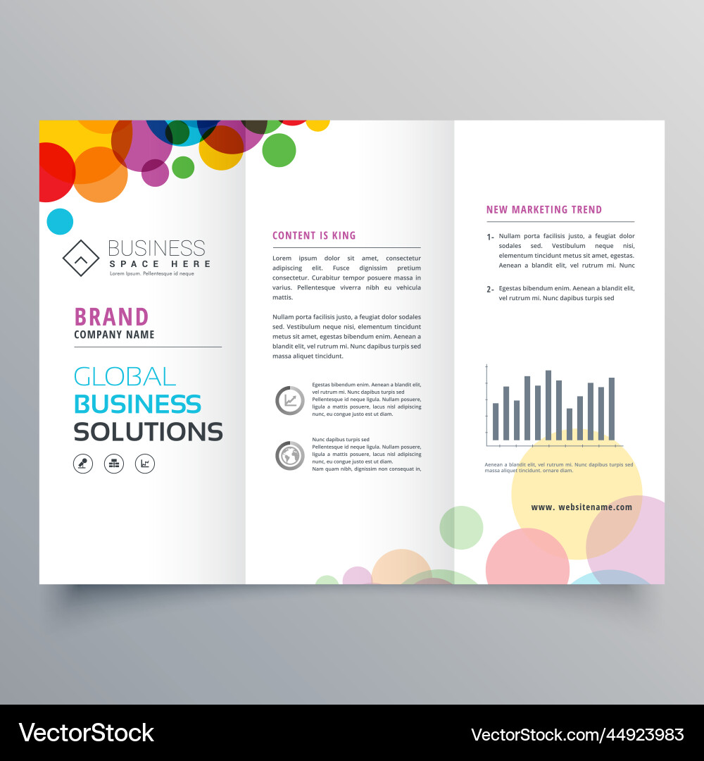 Colorful circle abstract trifold brochure design Vector Image