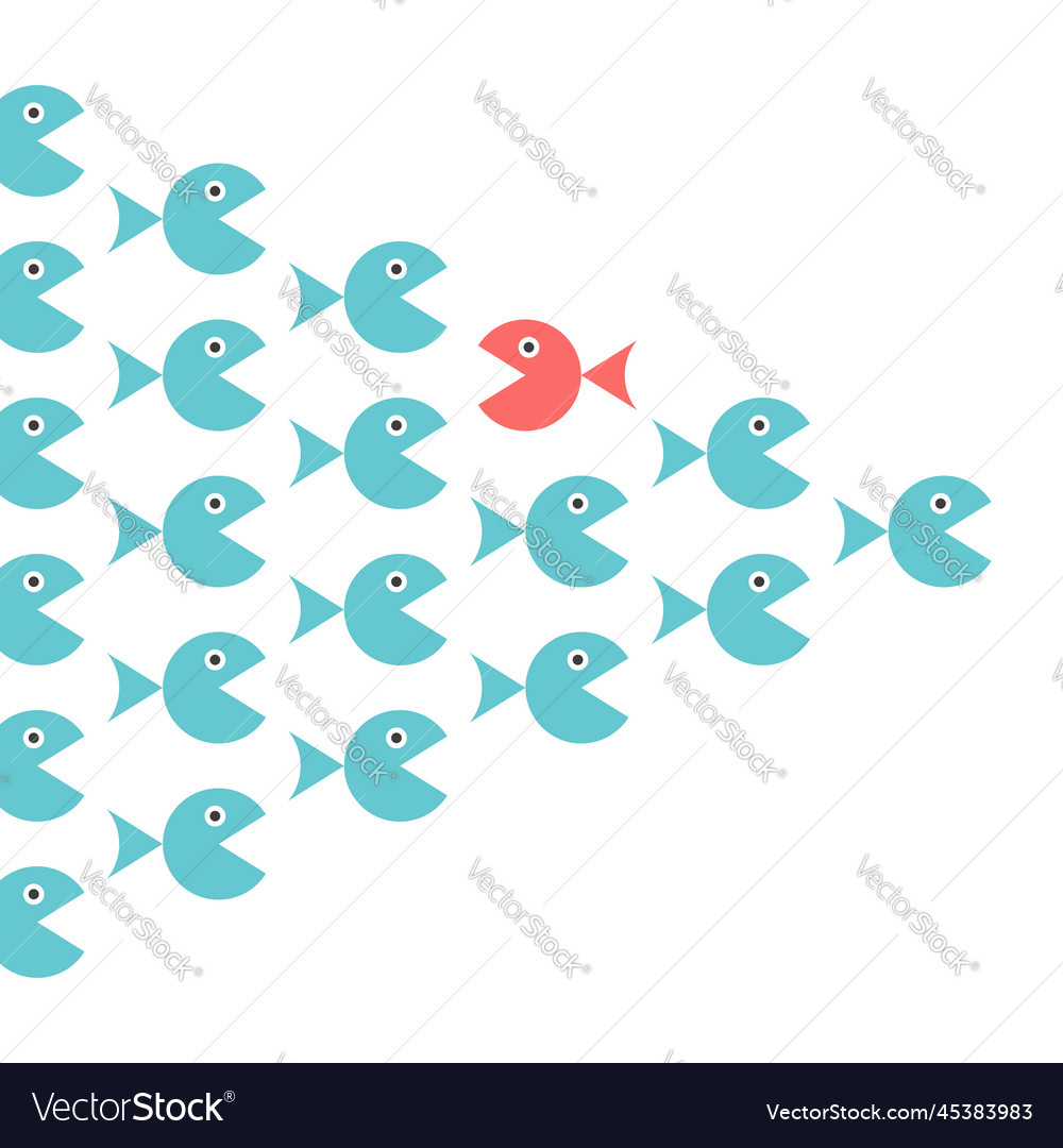 Different unique opposite fish Royalty Free Vector Image