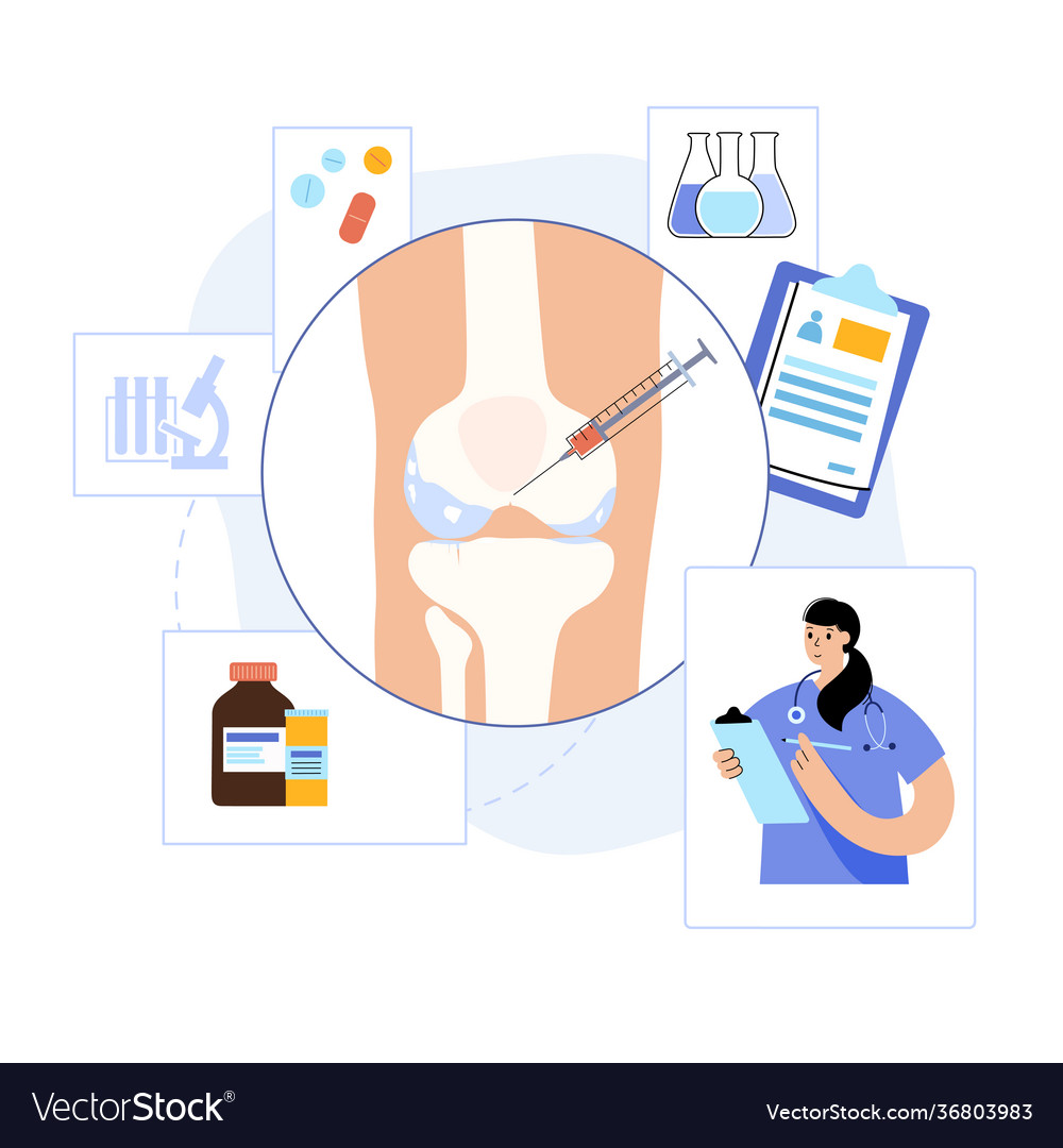Knee injection concept Royalty Free Vector Image
