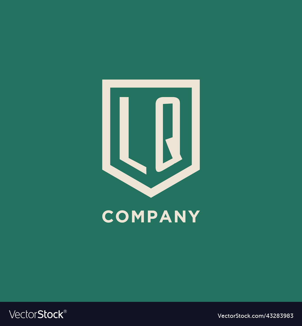 Lq initial logo monogram shield geometric shape Vector Image