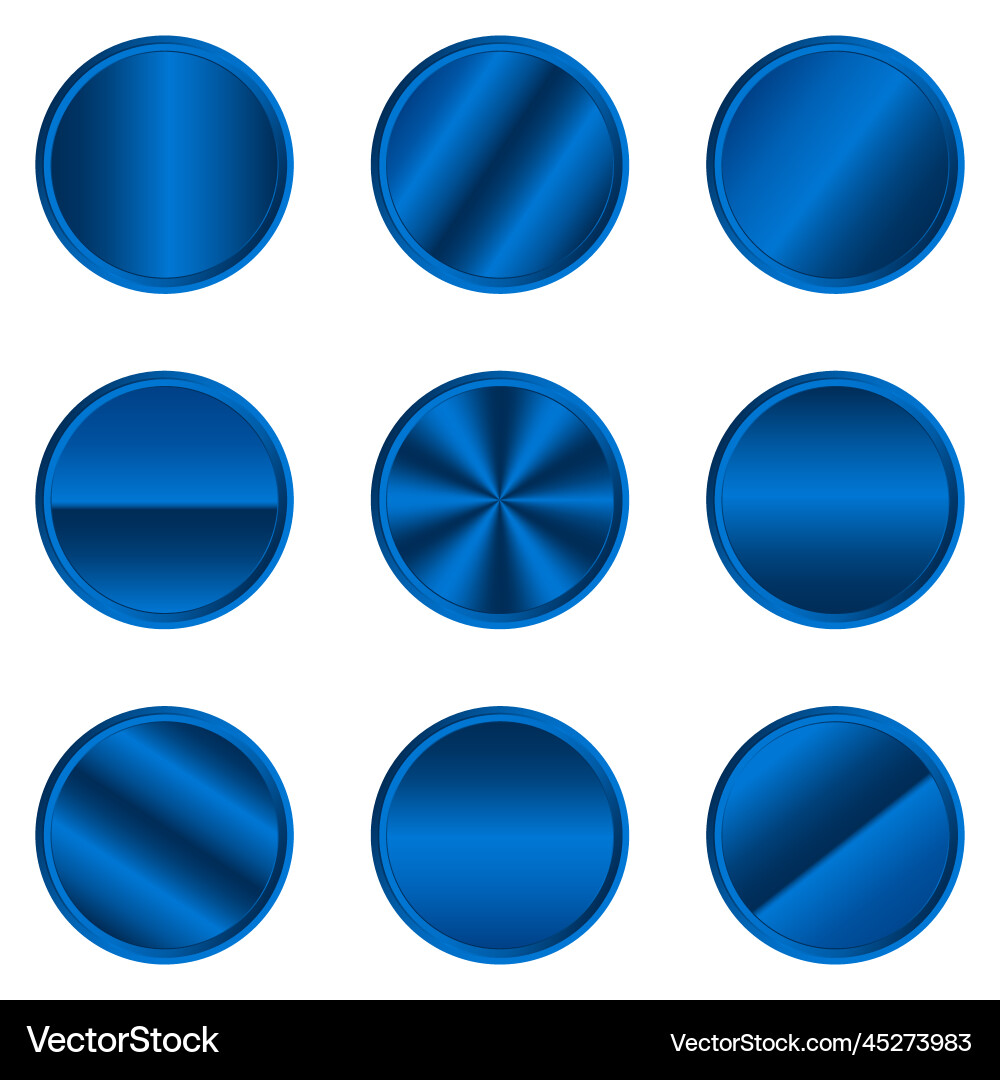 Luxury blue metal circle button blue metal circle Vector Image
