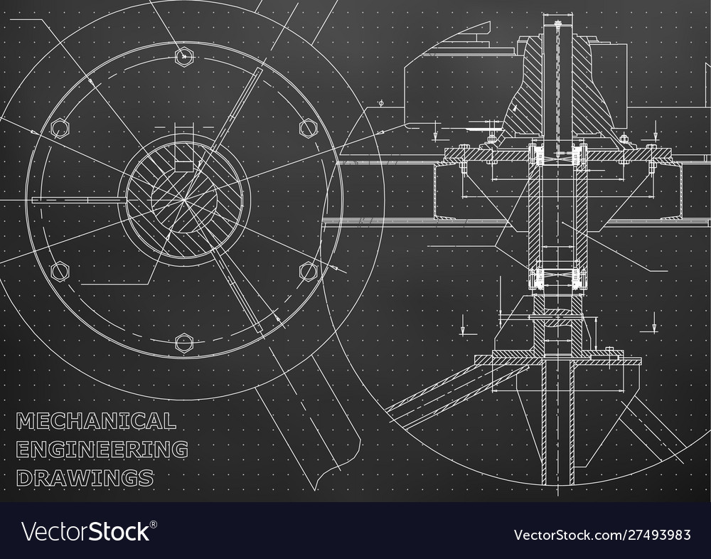 Mechanical engineering drawing black background Vector Image