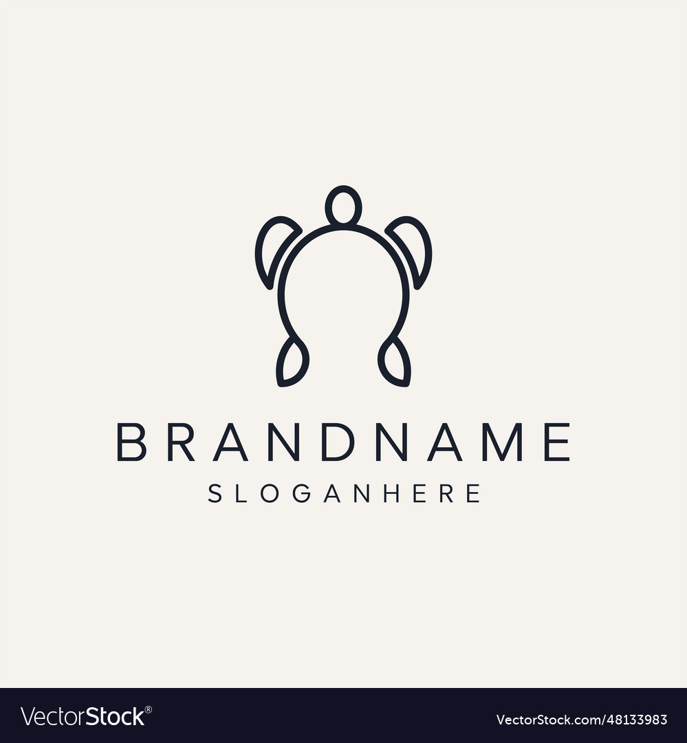 Turtle logo simple line art Royalty Free Vector Image