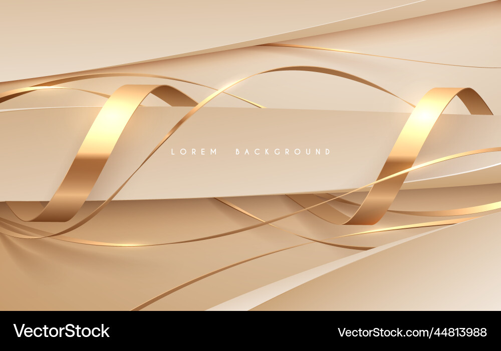 Abstract white and gold ribbons template Vector Image