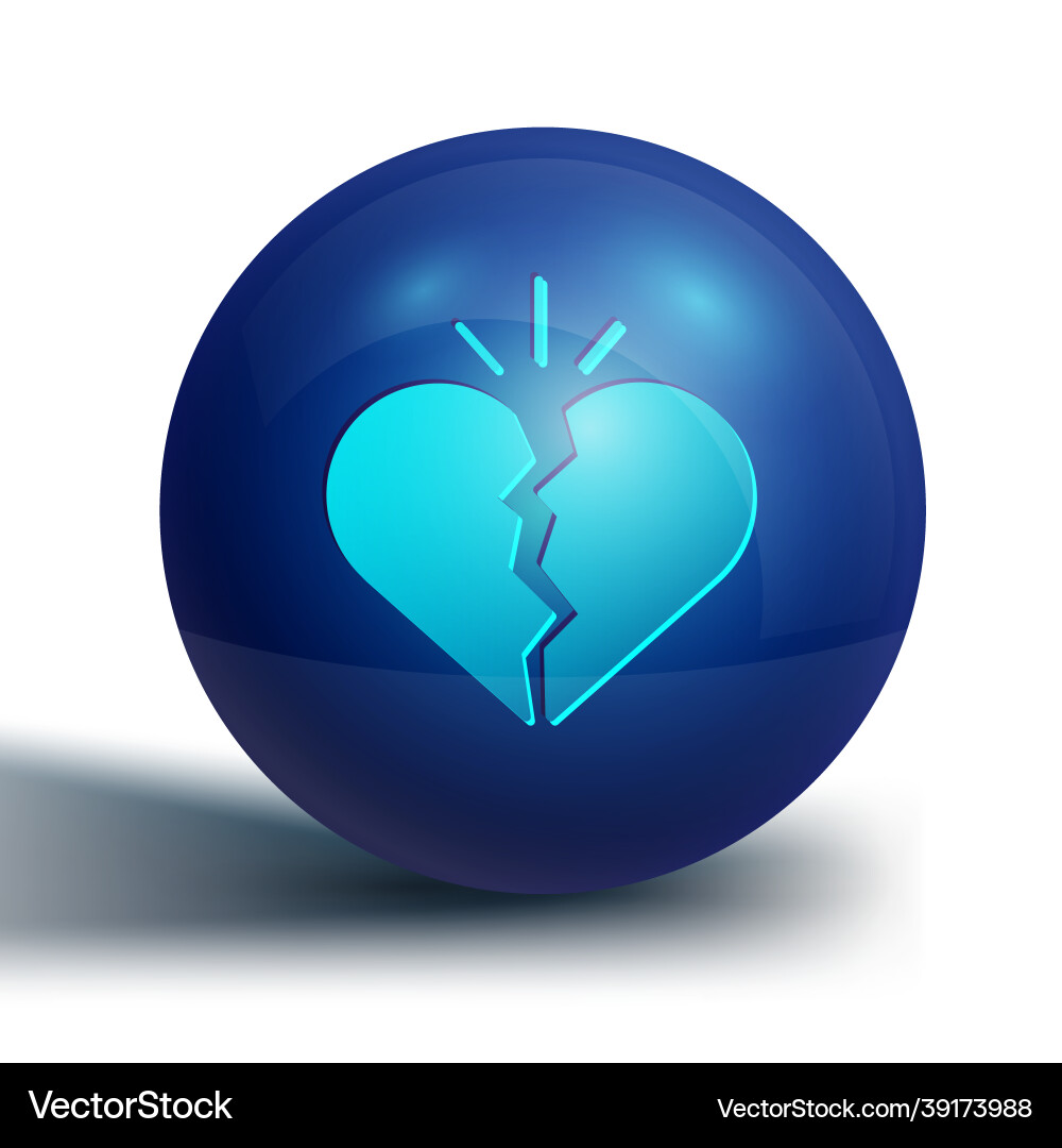 Blue broken heart or divorce icon isolated Vector Image