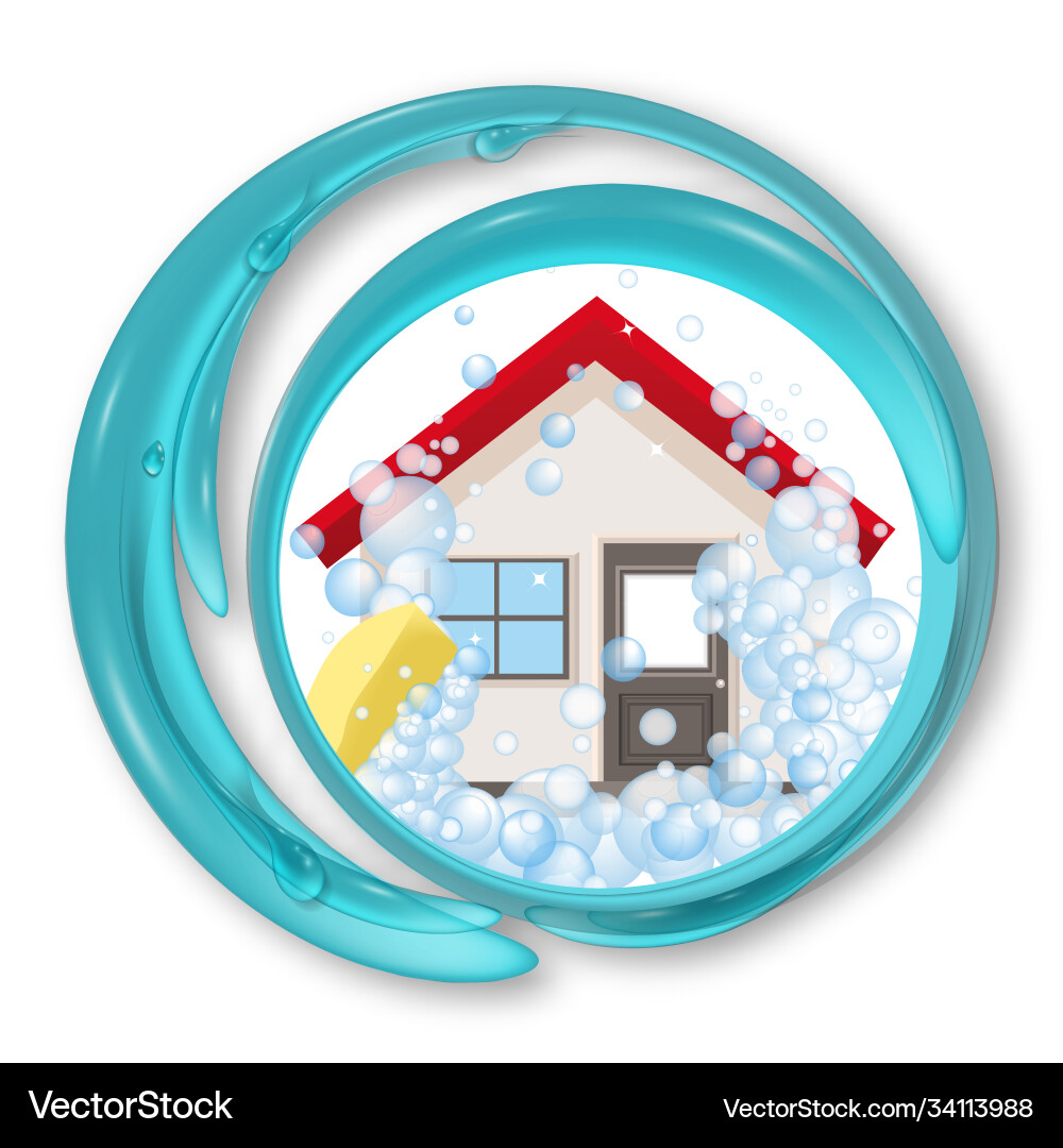 Cleaning house water splash logo for services Vector Image