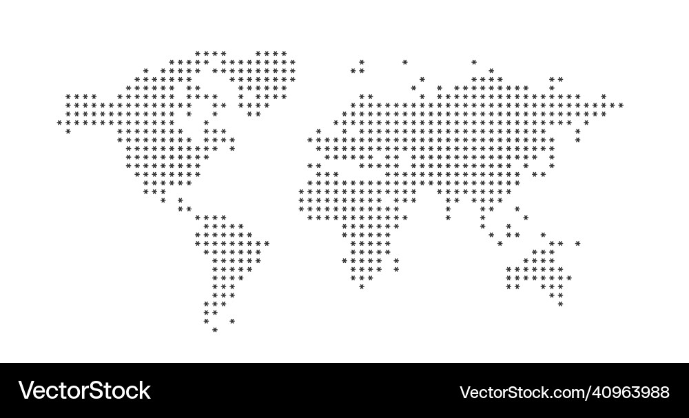 Dotted stars abstract world map stock isolated Vector Image