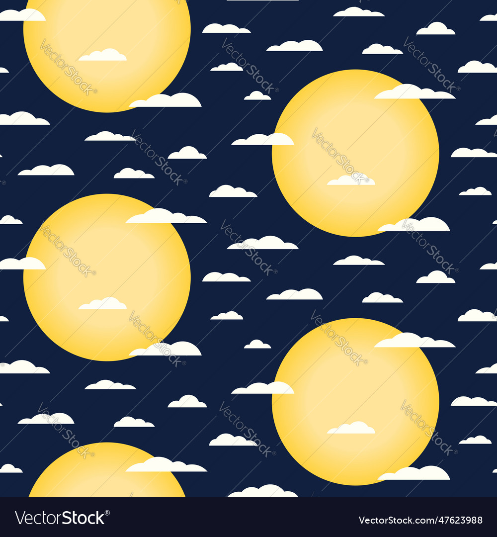 Full moon clouds seamless pattern Royalty Free Vector Image