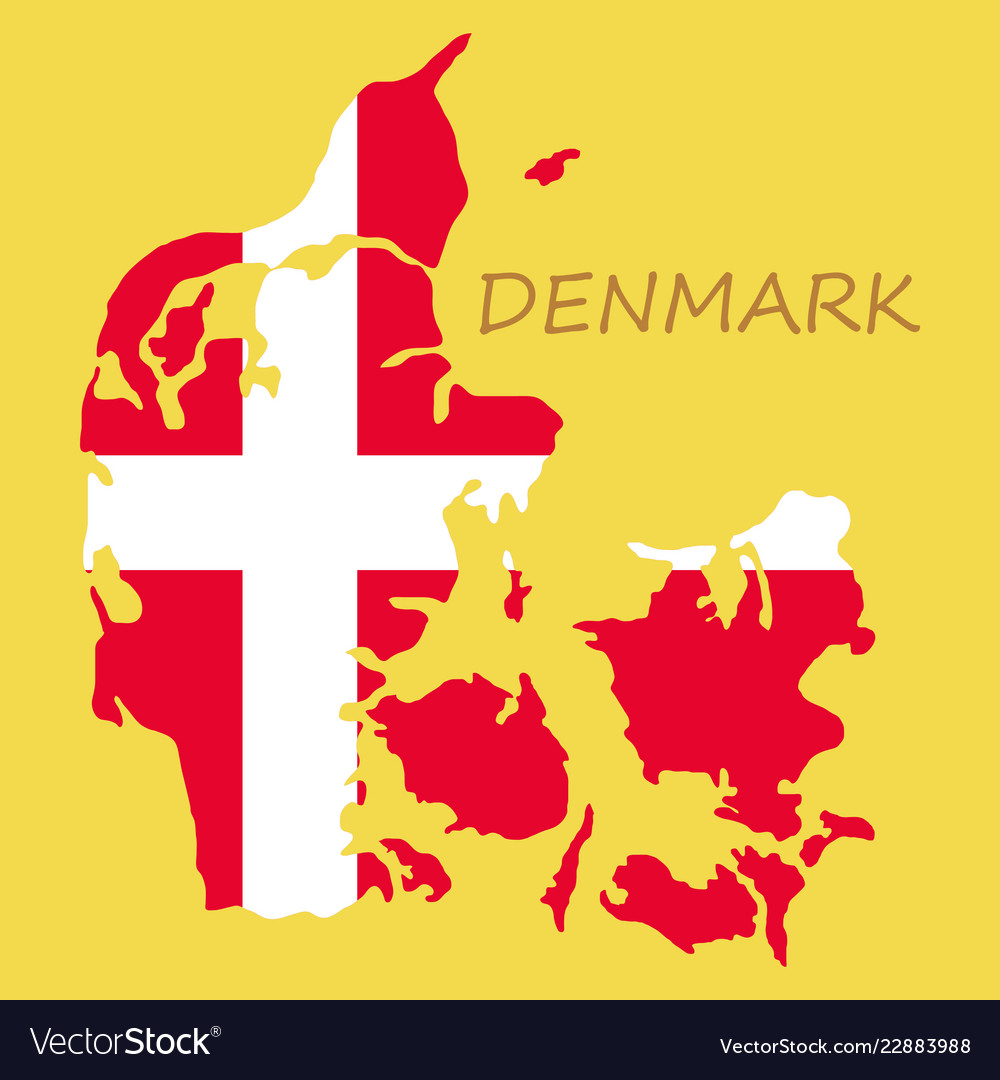 Map of denmark filled with flag the state Vector Image