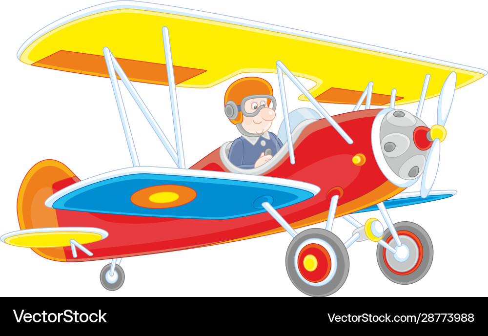 Old-fashioned plane with a pilot Royalty Free Vector Image