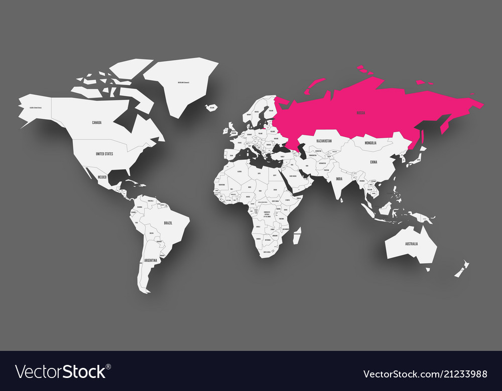 Russia pink highlighted in map world light Vector Image Russia pink highlighted in map world light Vector Image