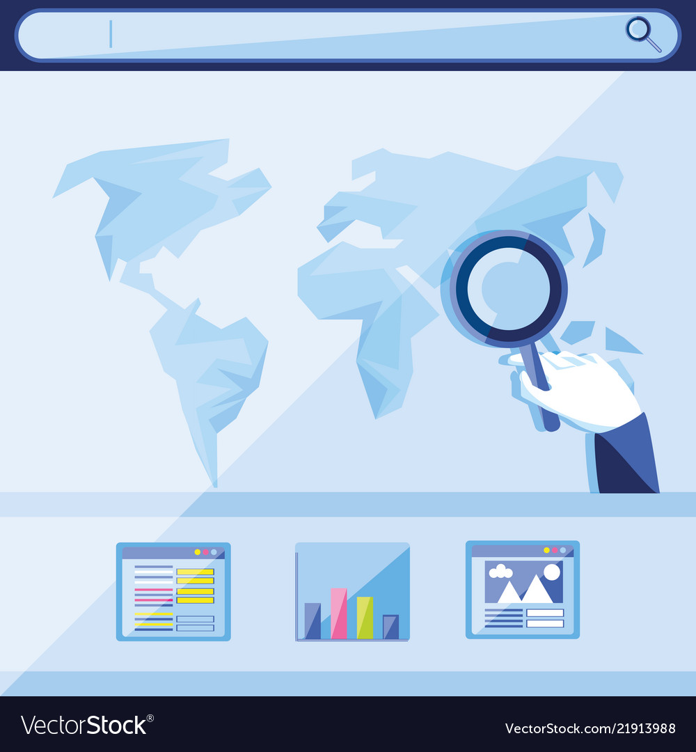 Search engine optimization with world planet Vector Image
