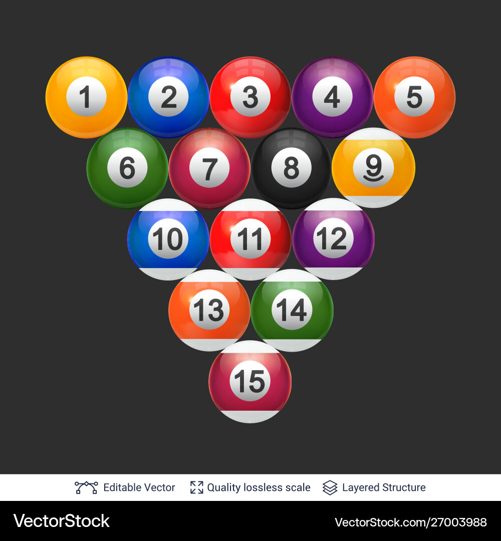 Set colorful billiard snooker pool balls Vector Image