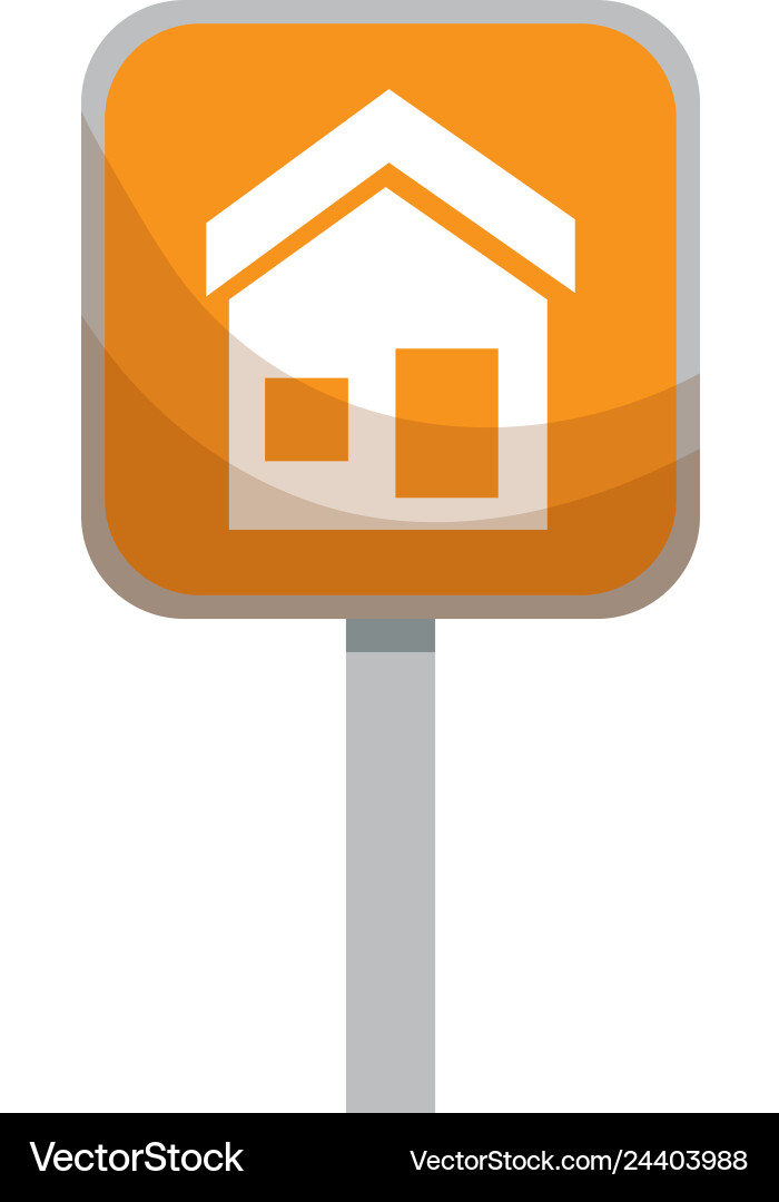 Signal with house exterior facade Royalty Free Vector Image