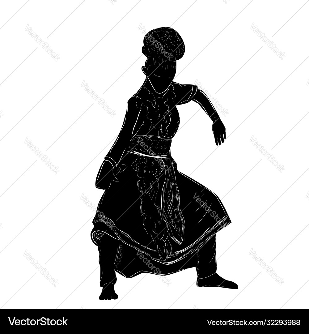 Simple hand draw sketch and silhouette young Vector Image