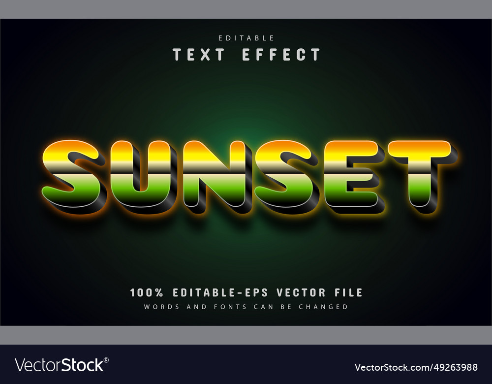Sunset text effect with gradient Royalty Free Vector Image